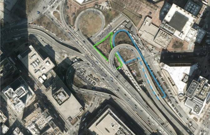 More Public Space Reopens Around Brooklyn Bridge “Arches”